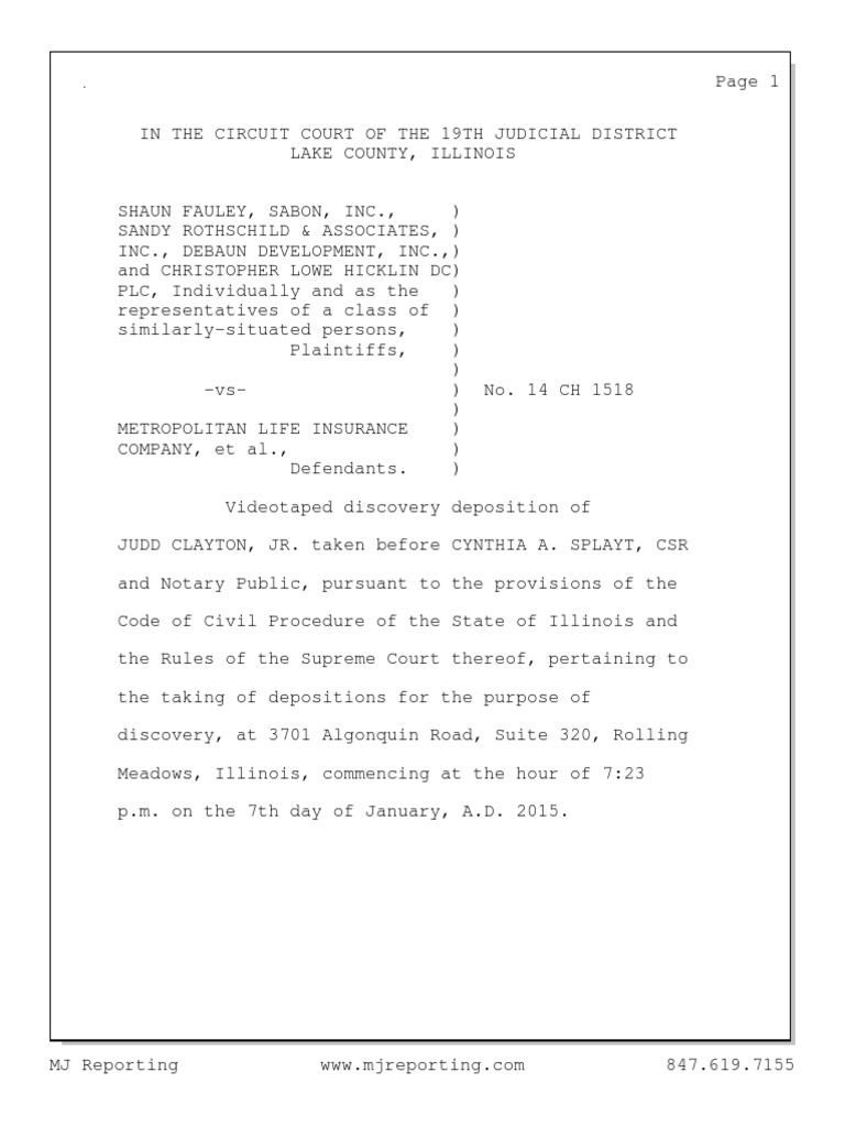 Clayton Deposition | PDF | Deposition (Law) | Discovery (Law)