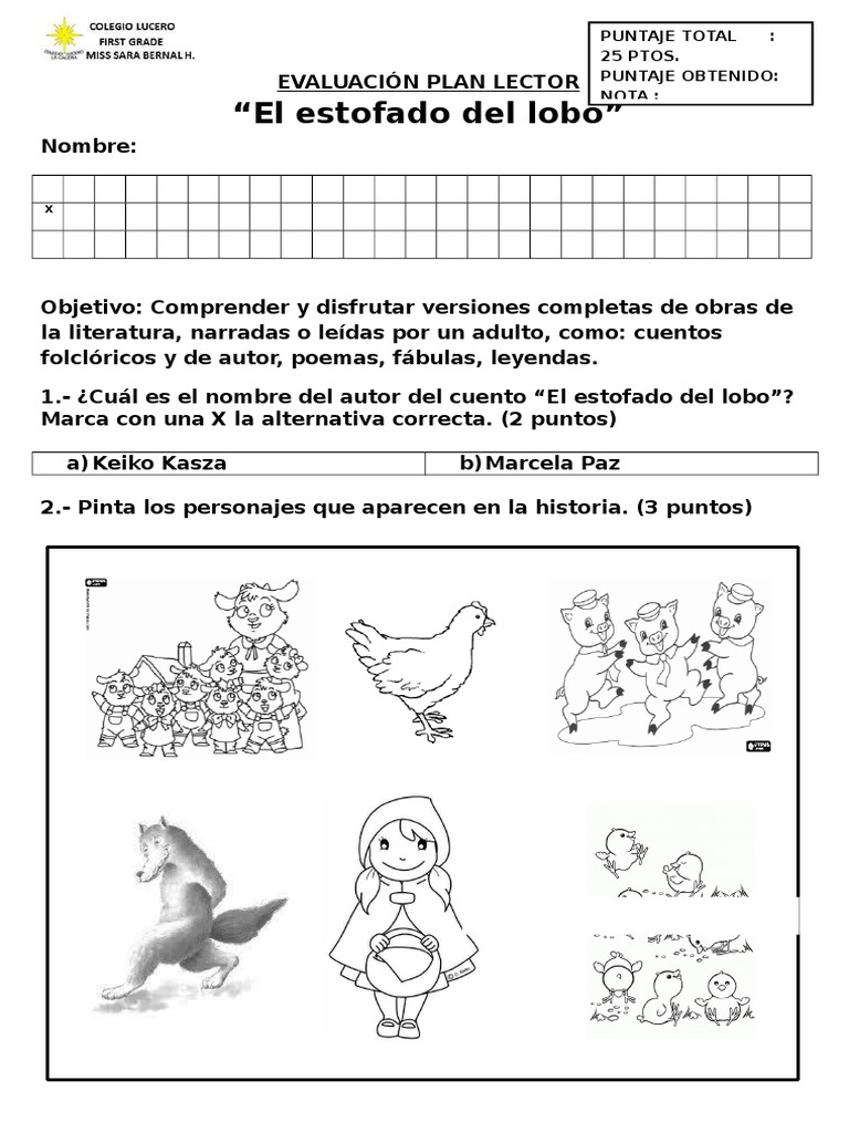 Prueba Estofado de Lobo | PDF | Libros para adolescentes | Clásicos