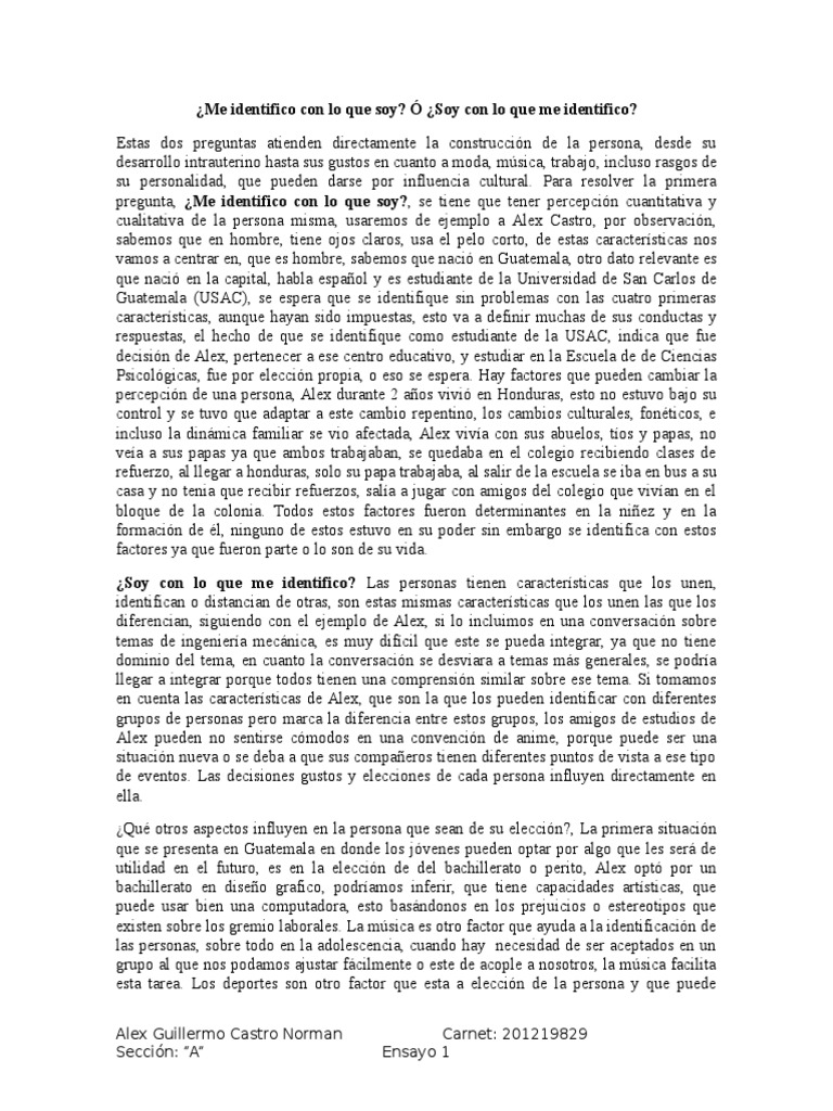 Identidad Personal y Factores Culturales | PDF | Sicología | Aprendizaje