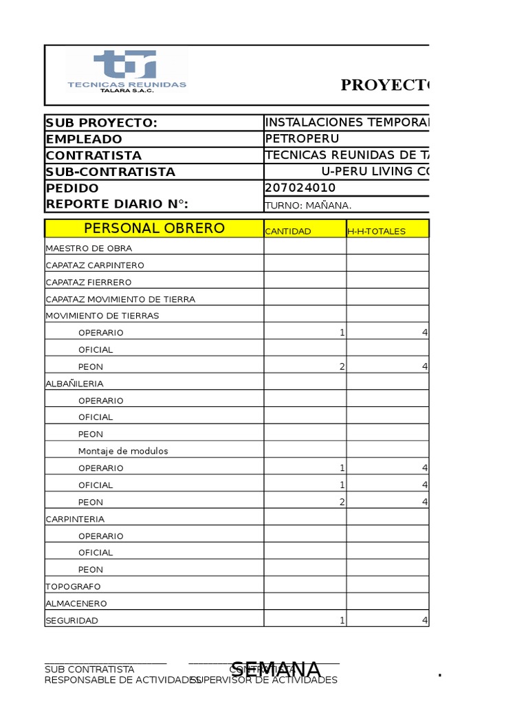 Formato de Reporte Diario | PDF