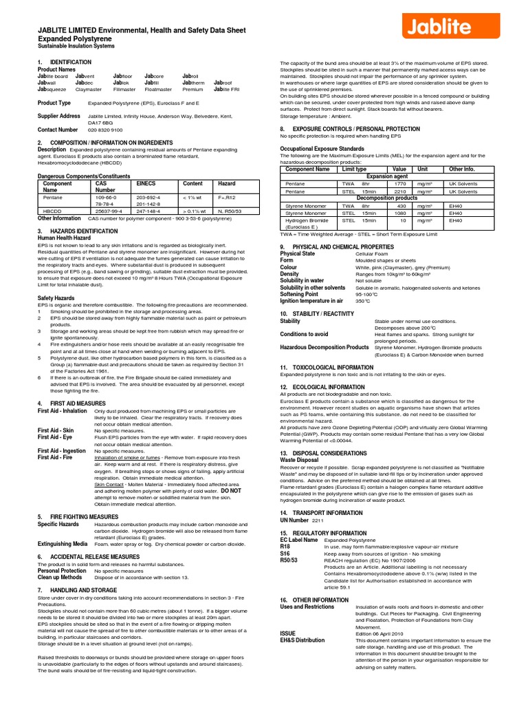 01 - MSDS Construction EPS | Polystyrene | Materials