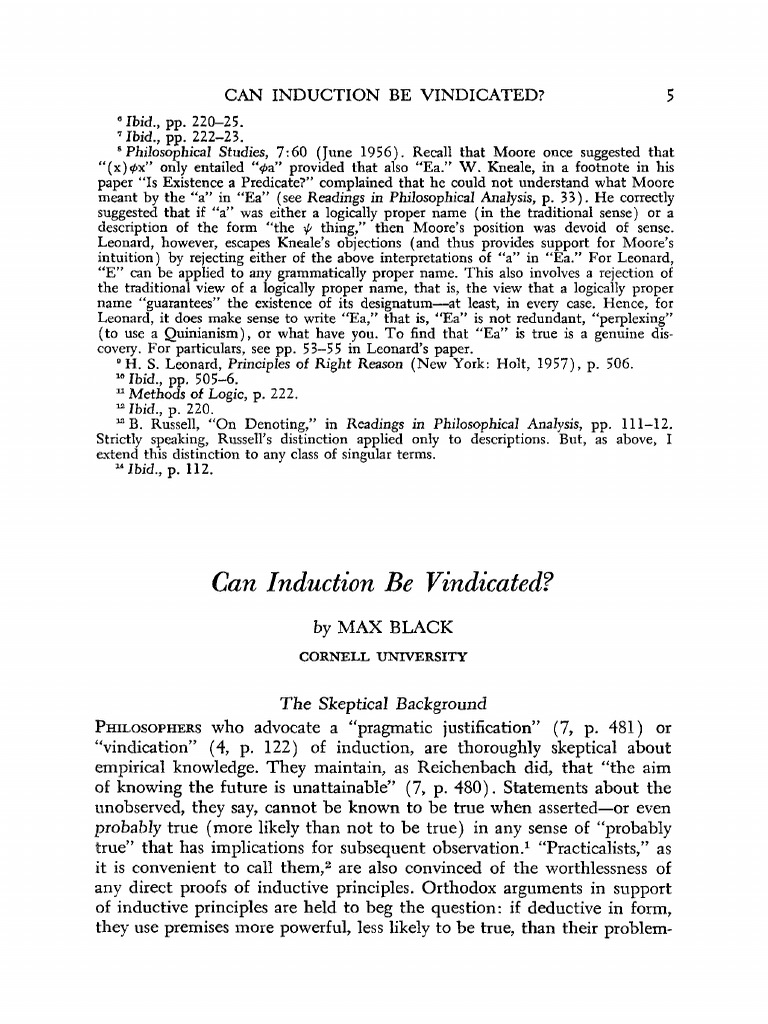 Max Black - Can Induction Be Vindicated | PDF | Inductive Reasoning | Series (Mathematics)