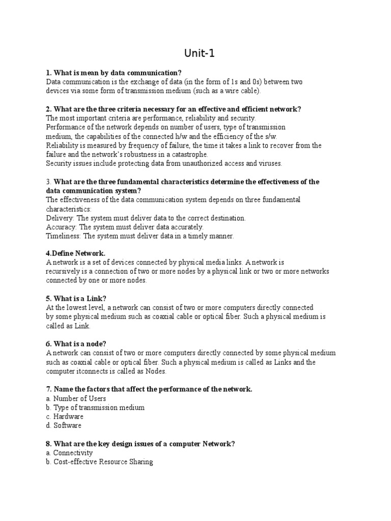 Computer Networks Two Marks With Answer | PDF | Network Topology ...