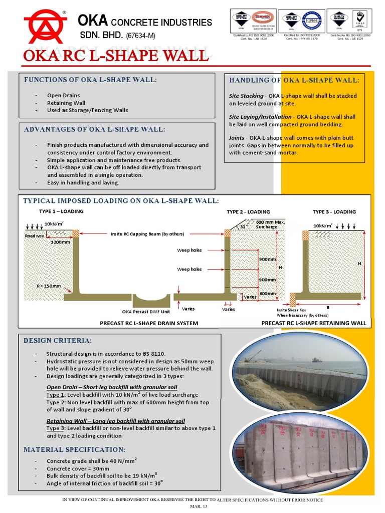 L-Shape Wall Mar13 | Download Free PDF | Precast Concrete | Civil ...