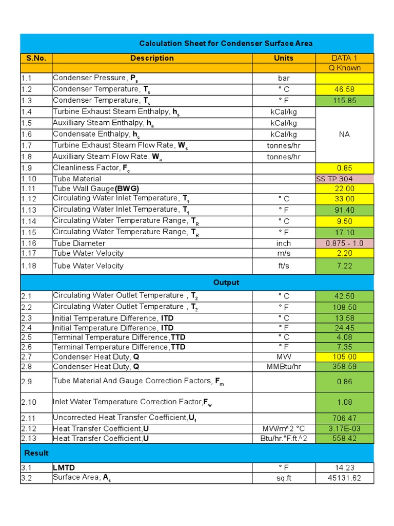 Condenser Sizing | PDF | Thermodynamics | Physical Quantities