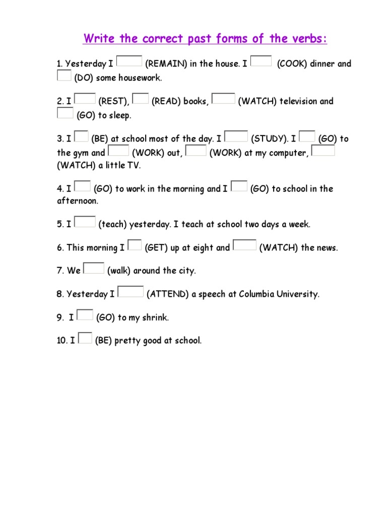 Write The Correct Past Forms of The Verbs | PDF