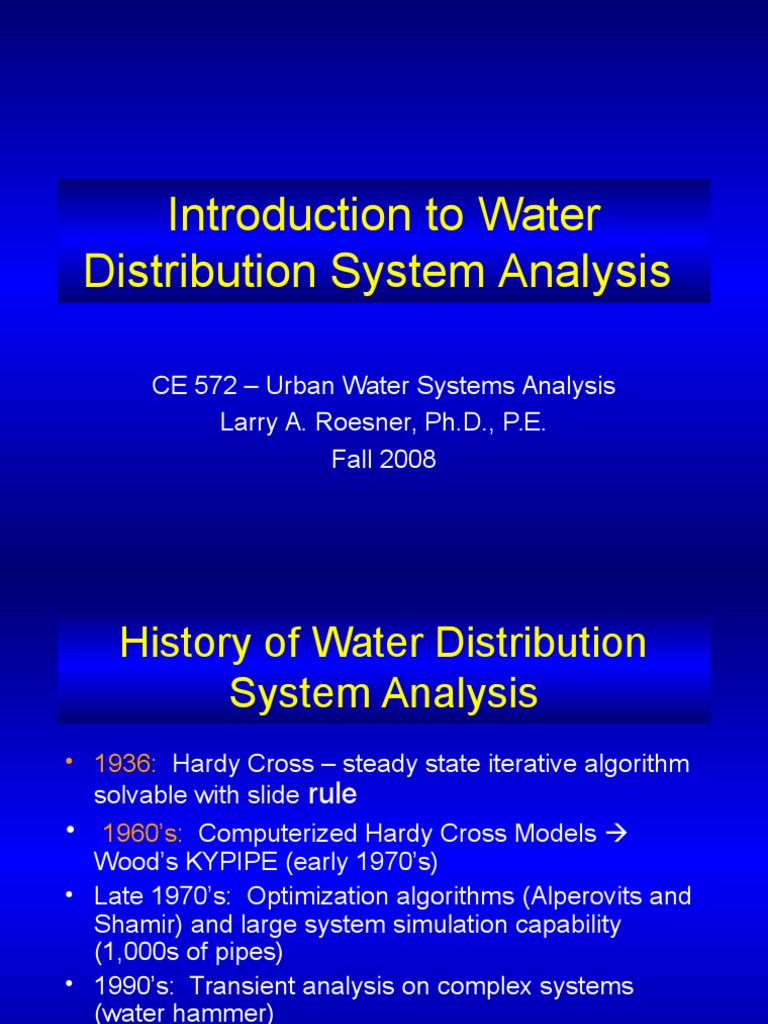 Introduction To Water Distribution | PDF