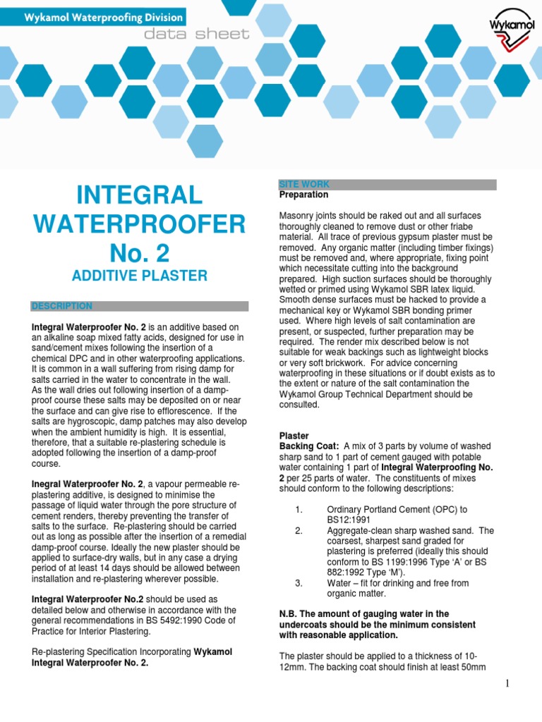 10a Integral Waterproofer No | PDF | Industrial Processes | Building ...