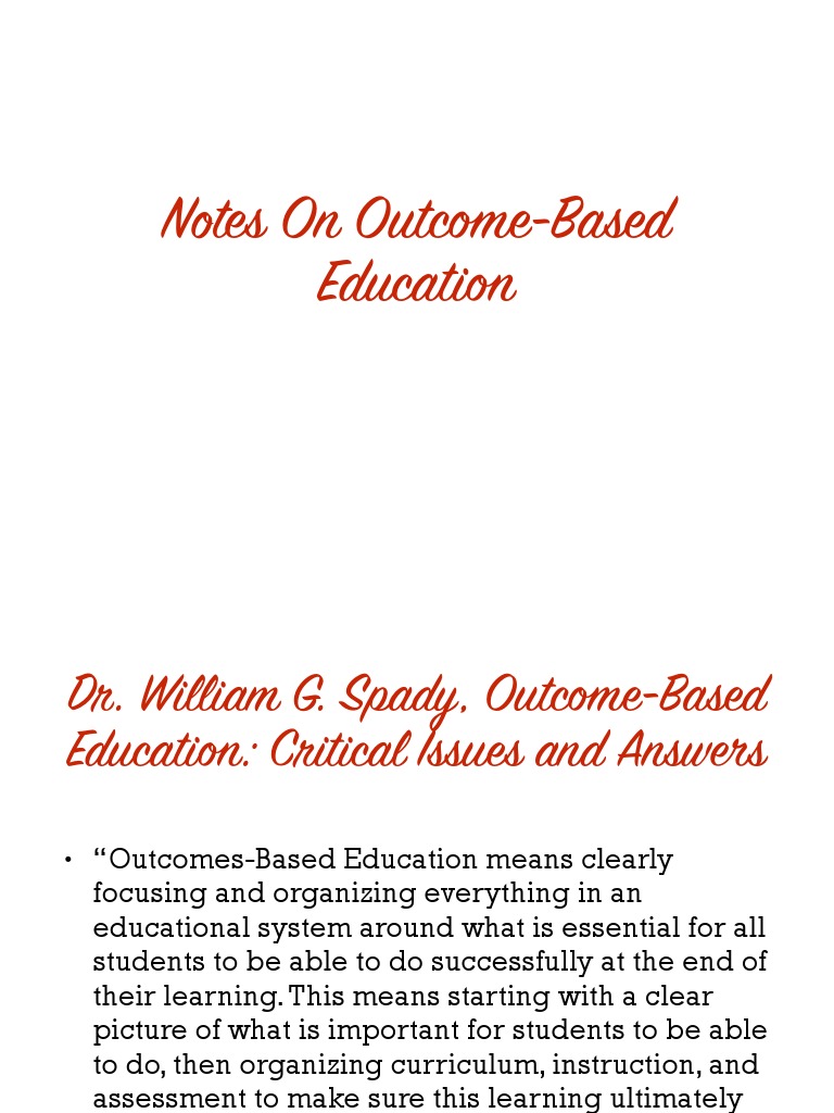 Outcome Based Education | PDF | Educational Assessment | Educational ...