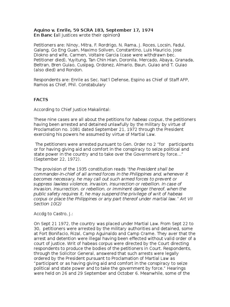Consti Digests | PDF | Habeas Corpus | Ratification
