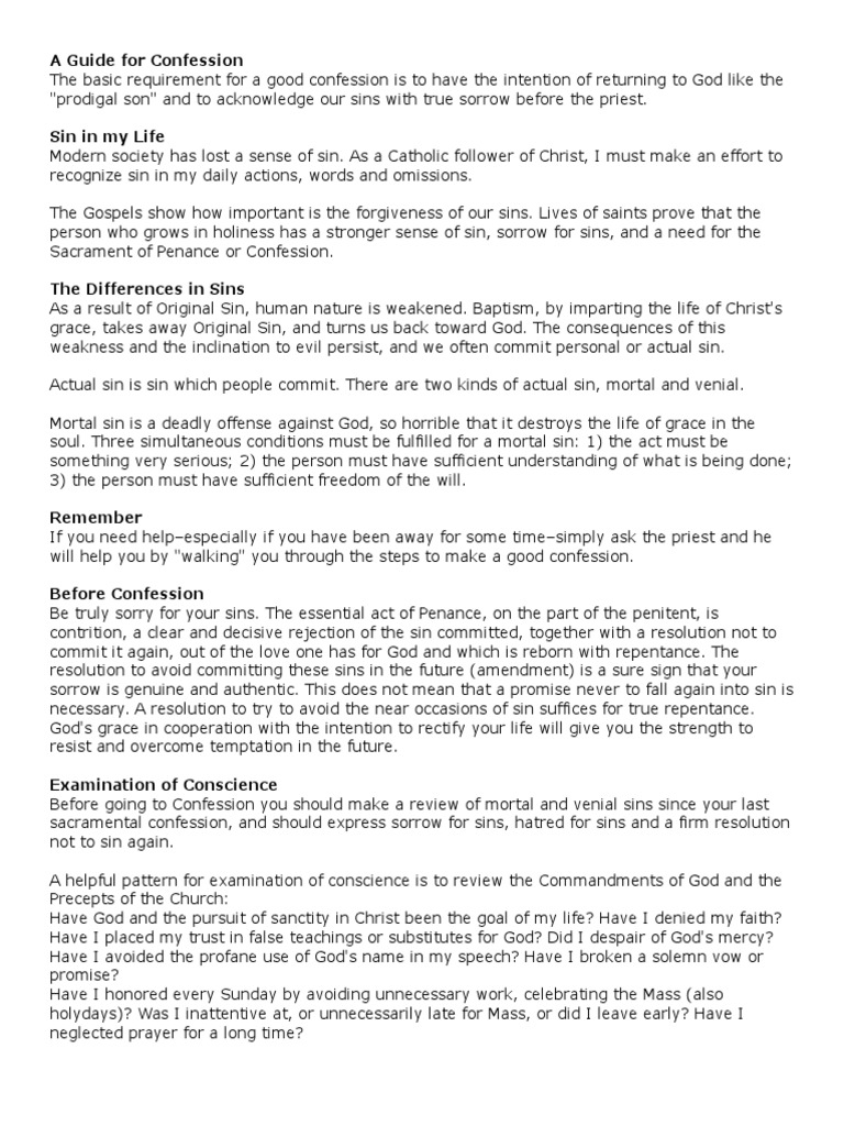 A Guide For Confession | PDF