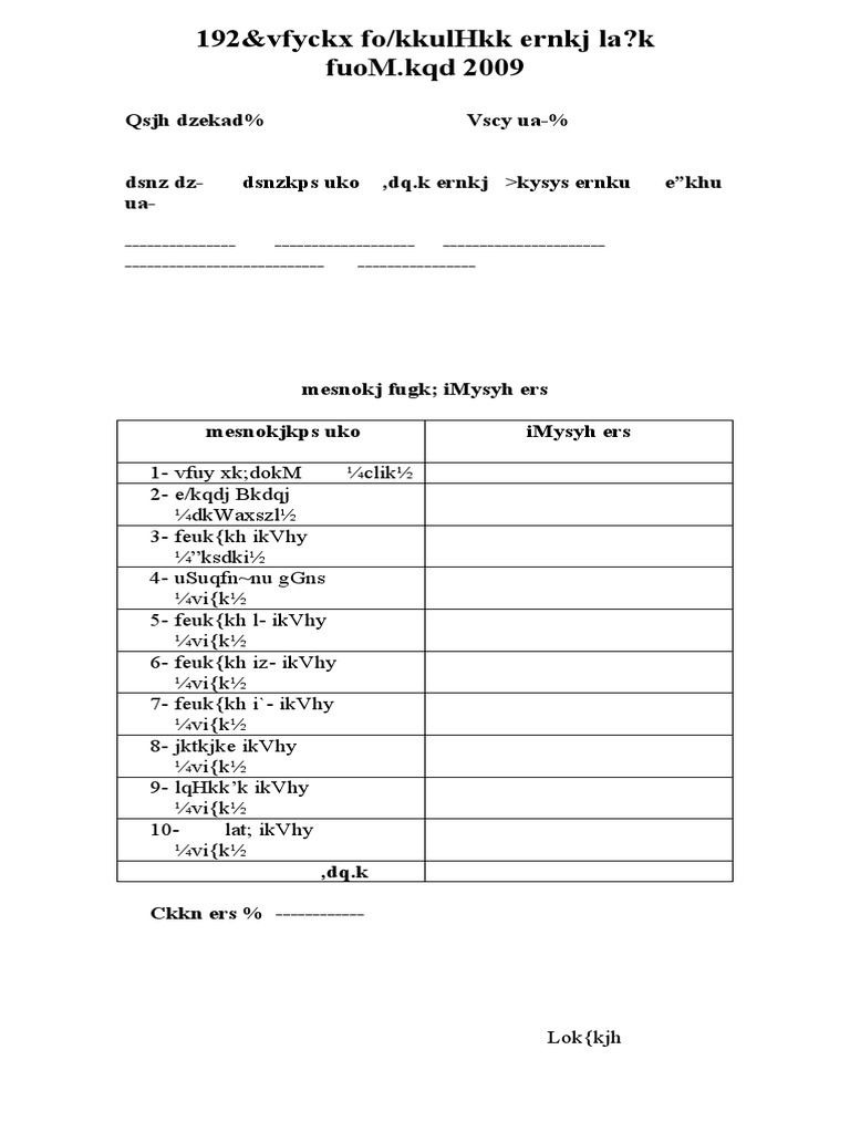 Blank Result Sheet | PDF
