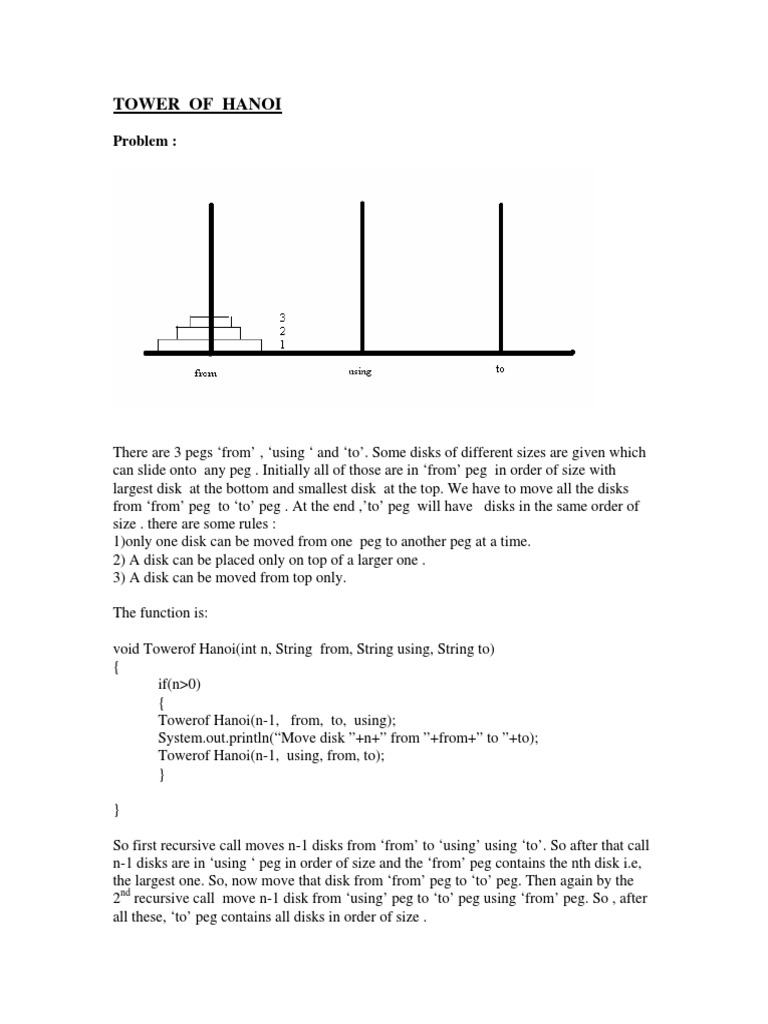 Tower of Hanoi: Problem | PDF | Time Complexity | Theoretical Computer Science