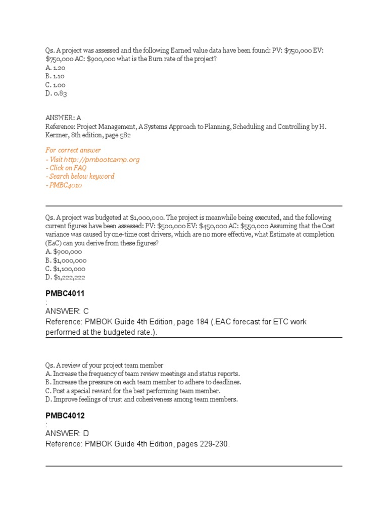 PMP Questions Compiled by MRA | PDF | Project Management | Audit