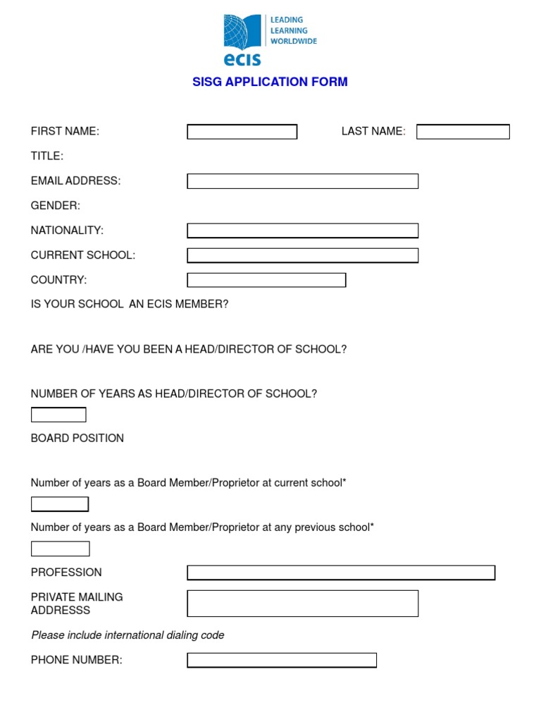 SISG Application Form | PDF
