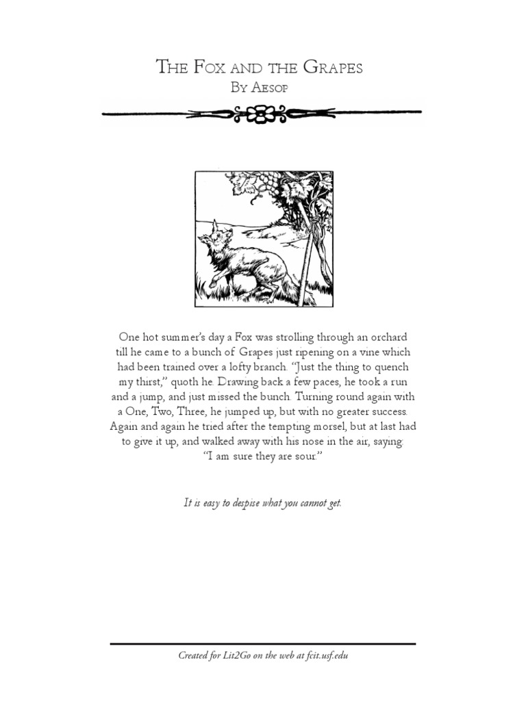 Aesops Fables - The Fox and The Grapes | PDF | Home & Garden
