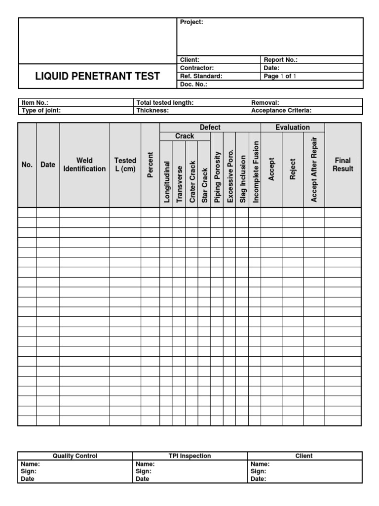 Liquid Penetrant Test Report Summary | PDF | Law | Technology & Engineering
