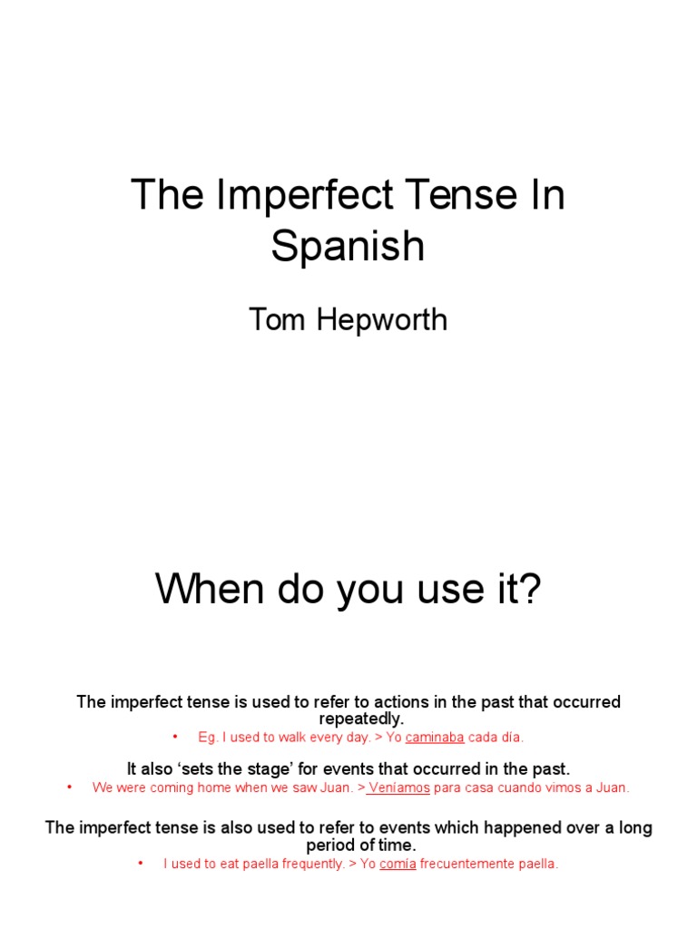 Understanding Spanish Imperfect Tense | PDF