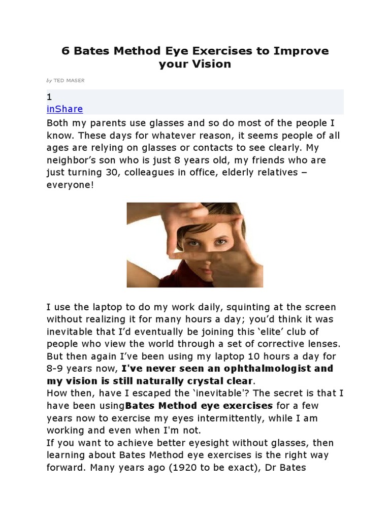 6 Bates Method Eye Exercises To Improve Your Vision | PDF | Business