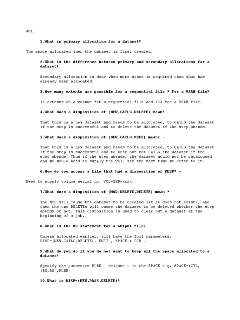 JCL Question Bank | PDF | Proprietary Software | Data