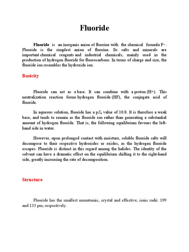 Understanding Fluoride: Properties and Uses | PDF | Language Arts ...
