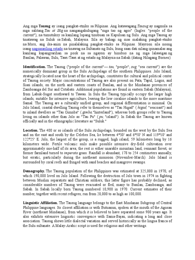 Tausug (Any) | PDF | Hadith | Family