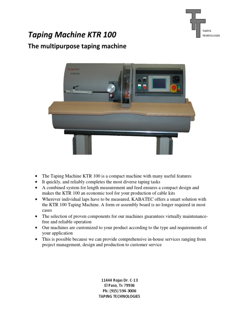 KTR 100 Taping Machine Overview | PDF