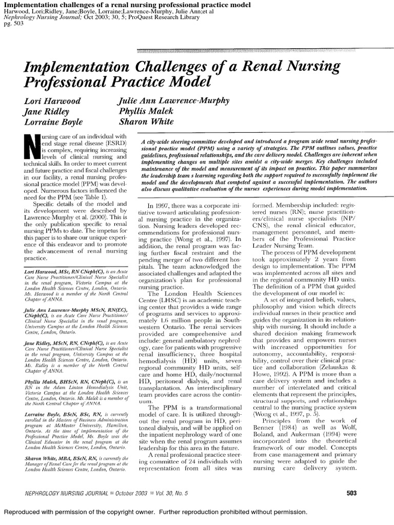 Renal Nursing PPM | PDF