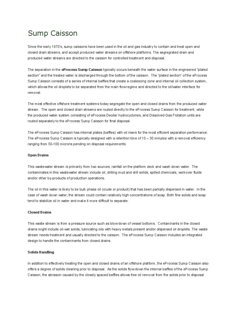 Offshore Sump Caisson Treats Drain & Produced Water | PDF | Petroleum ...