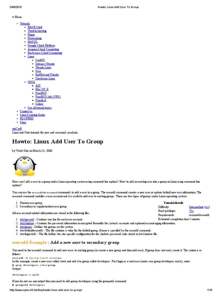 Linux Add User To Group | PDF | Command Line Interface | Linux