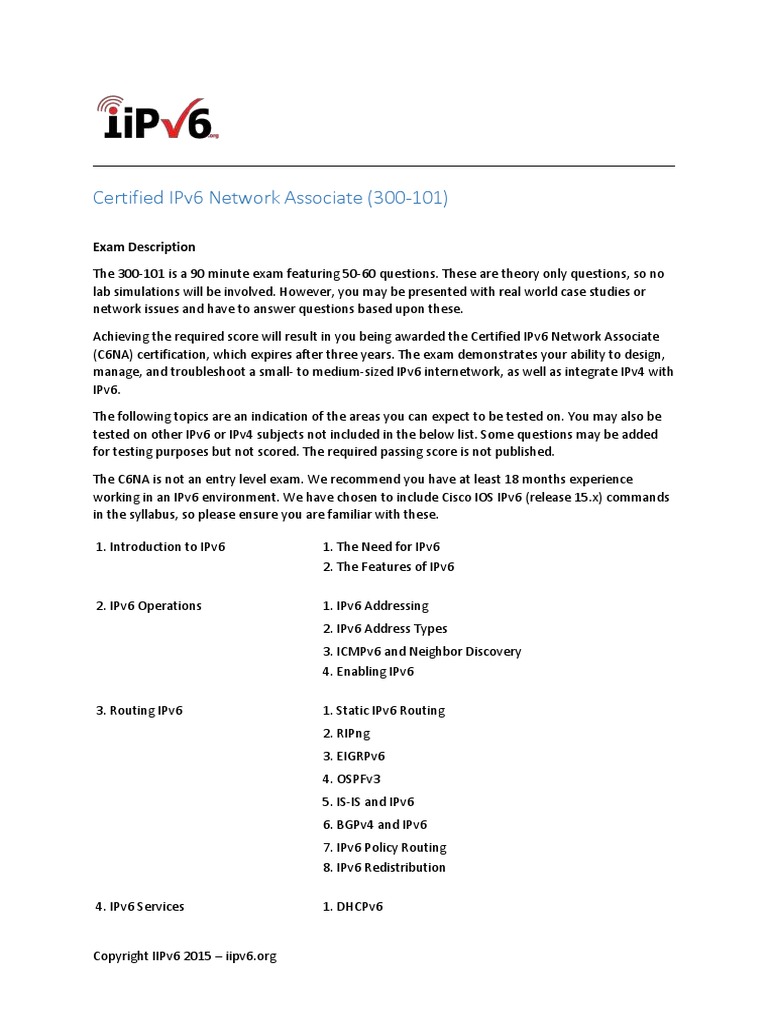 Certified IPv6 Network Associate | PDF