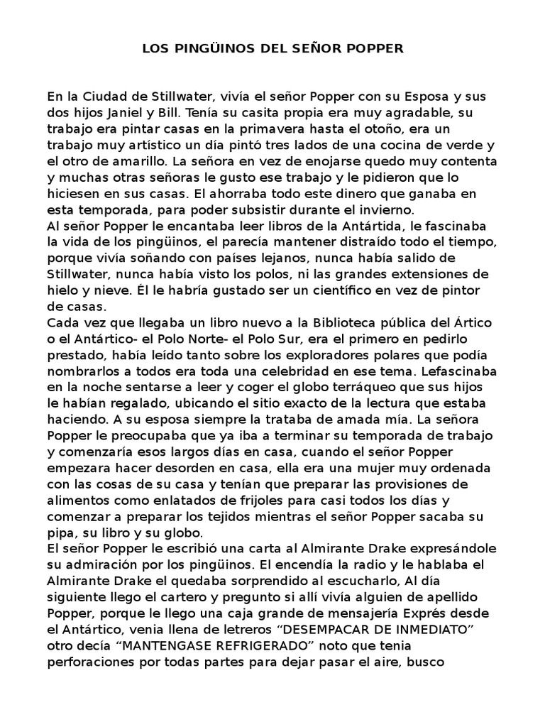 Los Pingüinos Del Señor Popper | PDF | Antártida | Ocio