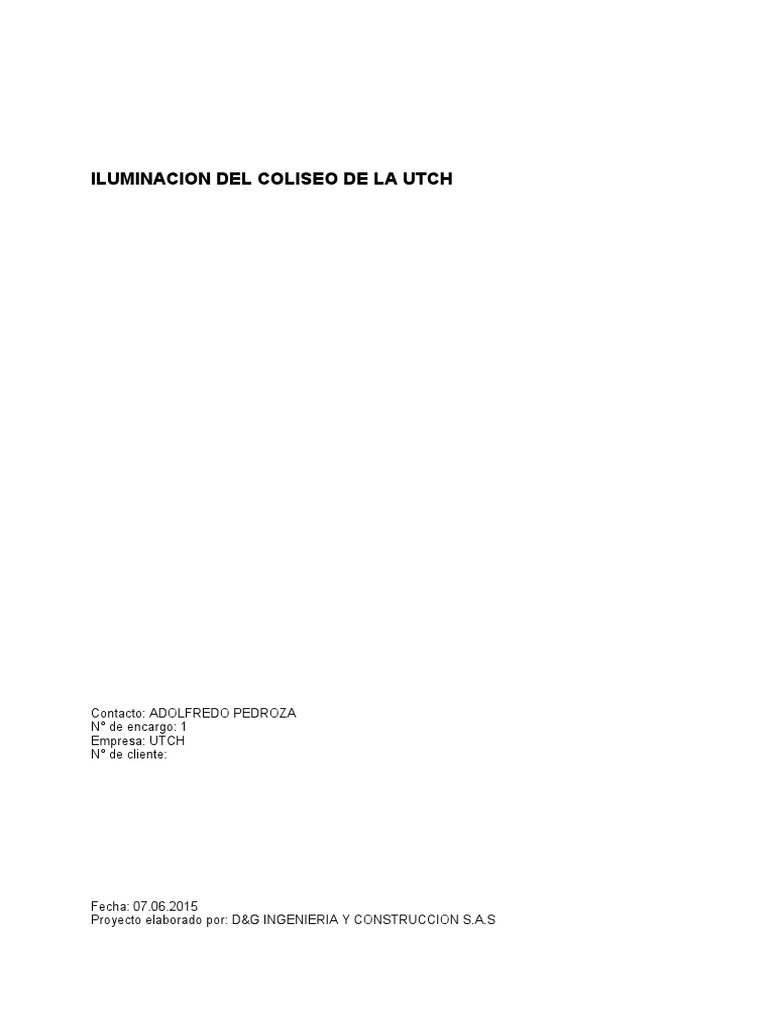 Calculos Luminicos Sistema de Iluminacion Coliseo Utch II | PDF ...