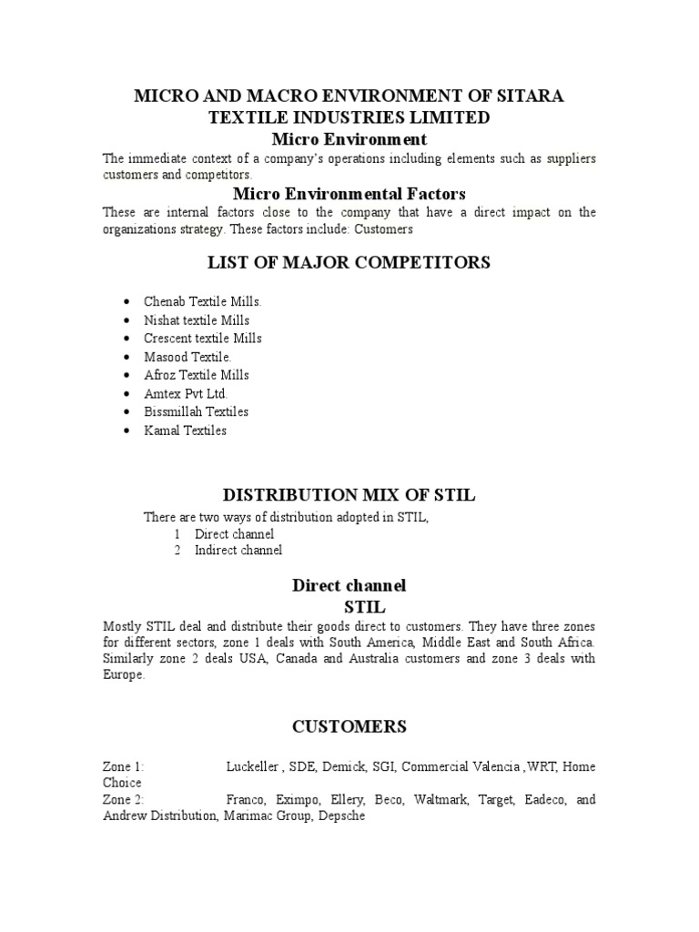 Micro and Macro Environment of Sitara Textile Industries Limited | PDF ...