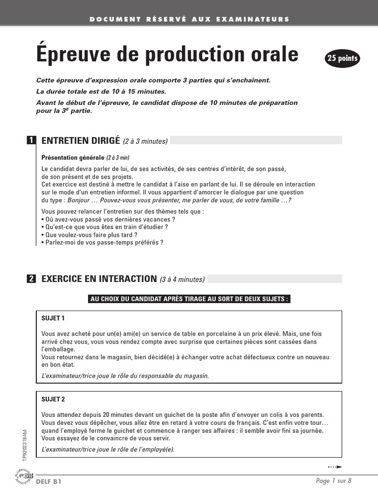 B1-Production Orale Sujets | PDF | Voitures | Fumée du tabac