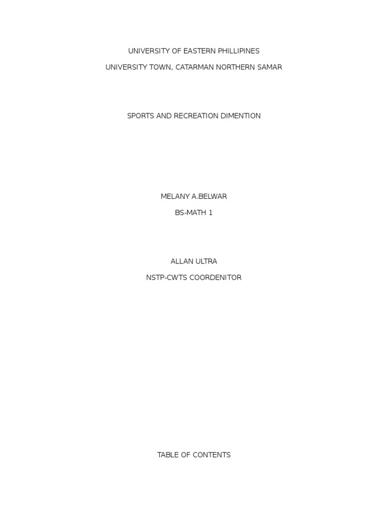 Cwts Narrative Report | PDF