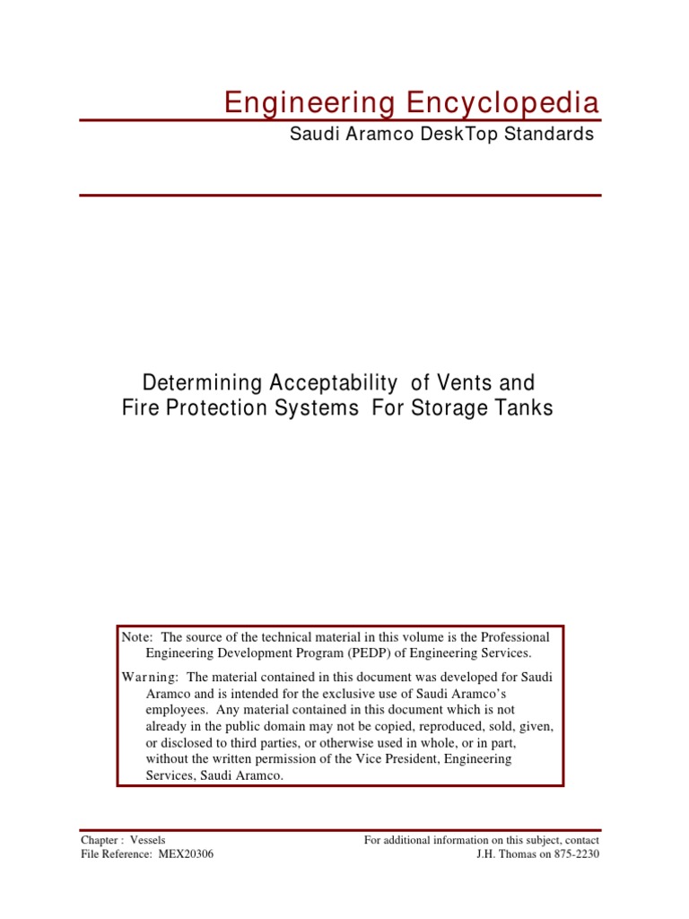 Vents & Fire Protection System For Storage Tanks | PDF | Flammability ...