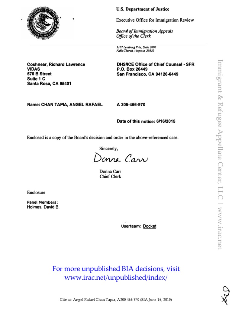 BIA Decision: Chan Tapia Appeal Summary | PDF | Removal Proceedings ...