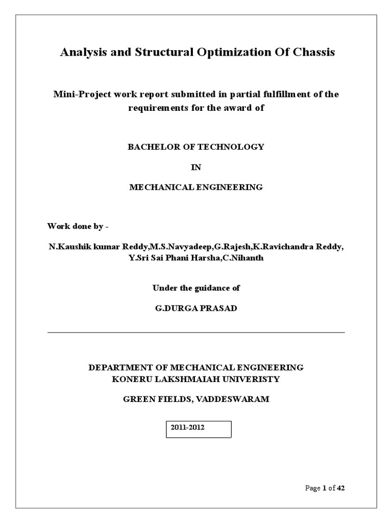 Chassis Optimization Pdf Mathematical Optimization Finite Element Method