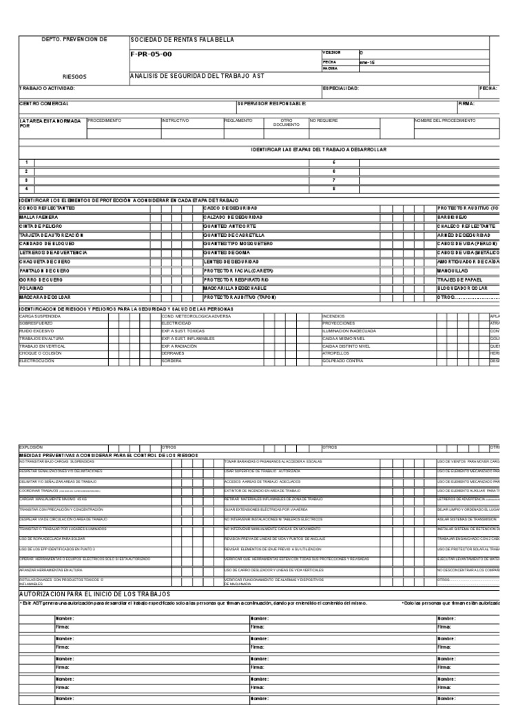 04.-Formato AST Análisis Seguro Del Trabajo 1 | PDF