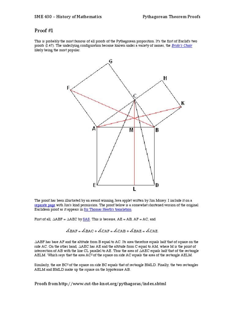 Pythagorean Theorem Proofs | PDF | Triangle | Euclidean Geometry