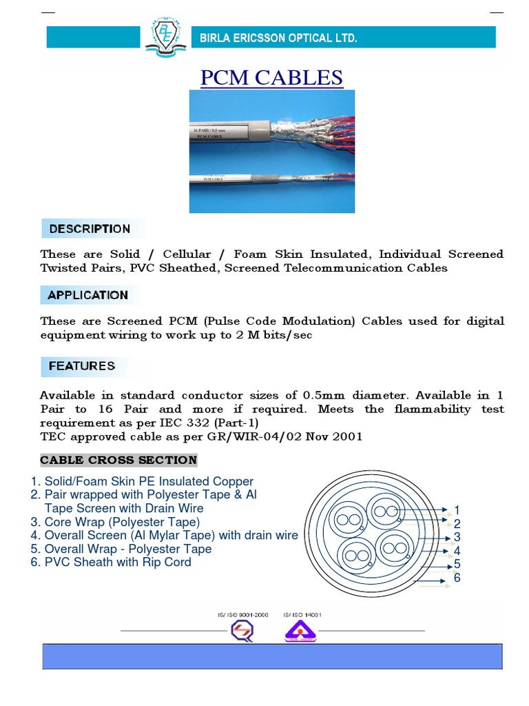 PCM Cable CATALOG PDF | PDF | Science & Mathematics | Technology ...