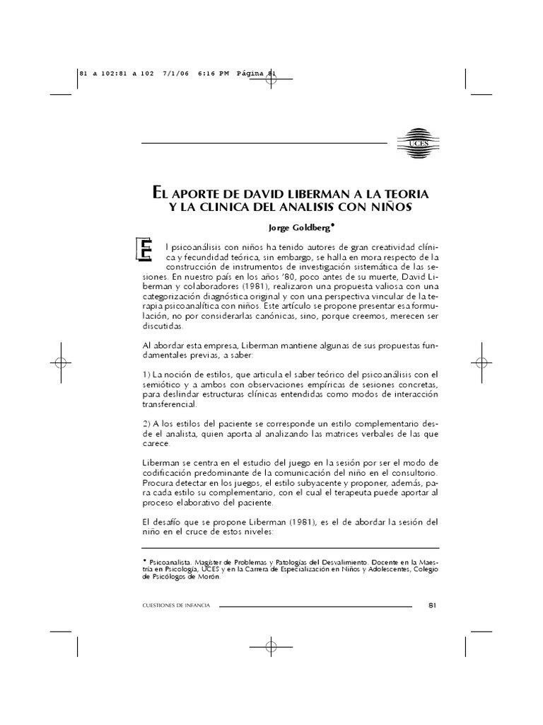 El Aporte de David Liberman | PDF | Psicoanálisis | Depresión (estado ...