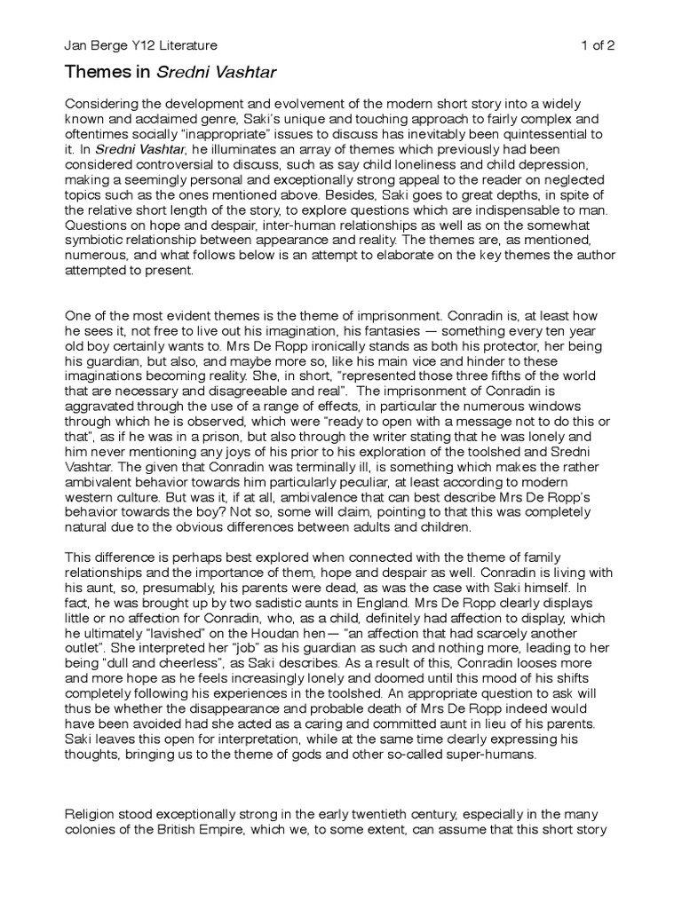 Themes in Sredni Vashtar - Libre | PDF | Saki