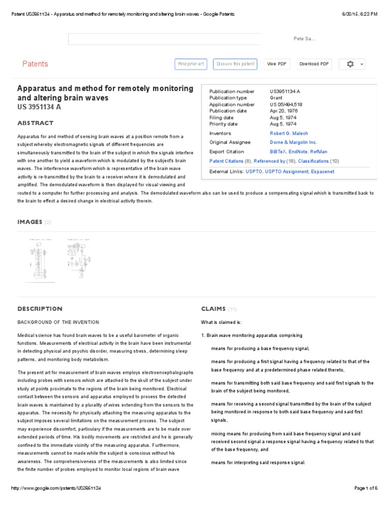 Mind Control Patents | PDF | Transmitter | Modulation