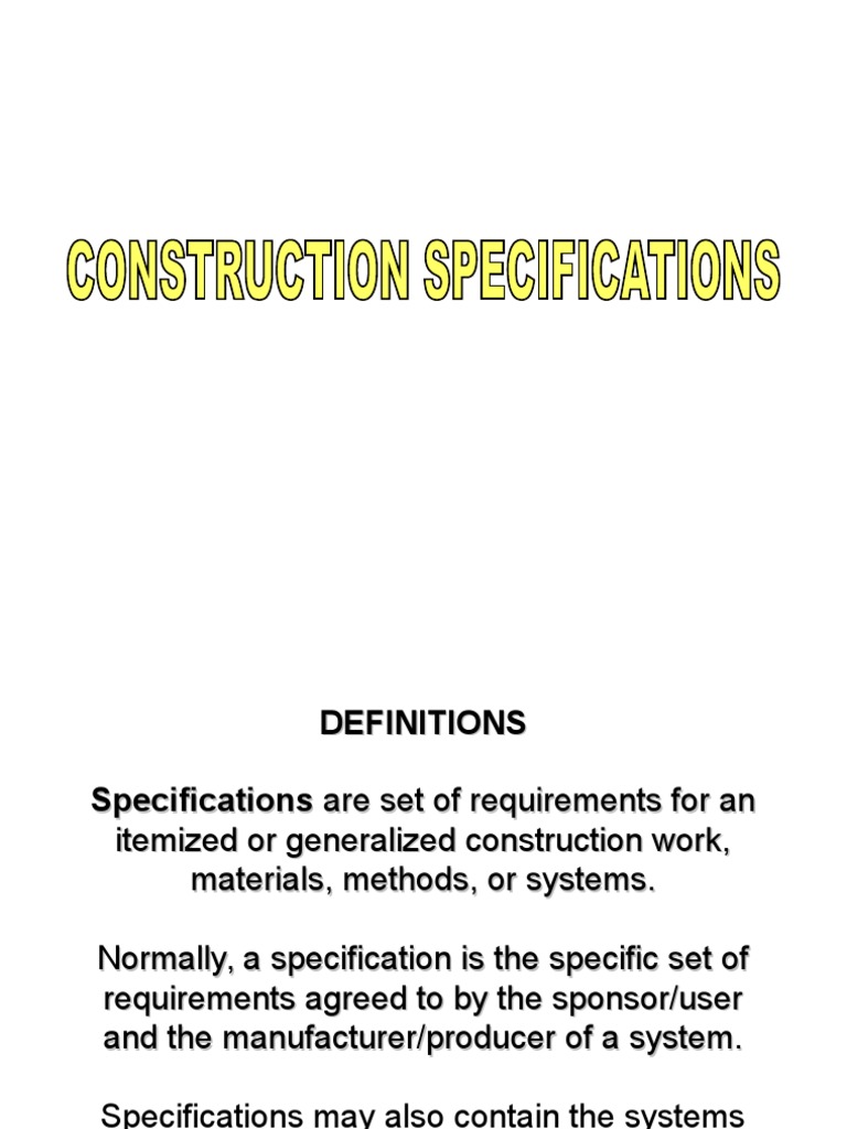 Construction Specifications Overview | PDF | Specification (Technical ...