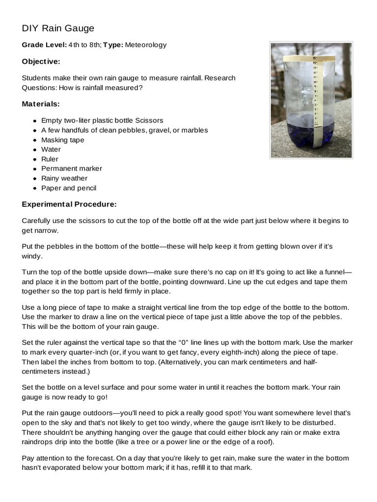 Diy Rain Gauge | PDF | Rain | Meteorology