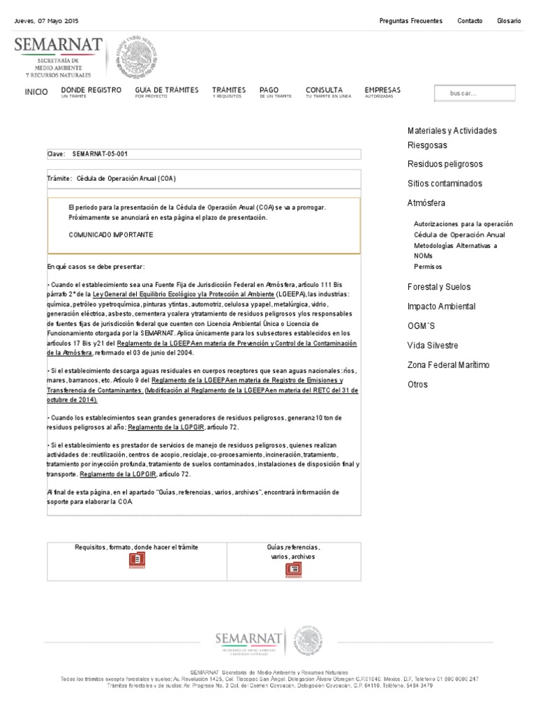 Cédula de Operación Anual COA 2024 | PDF | Residuos | Entorno natural