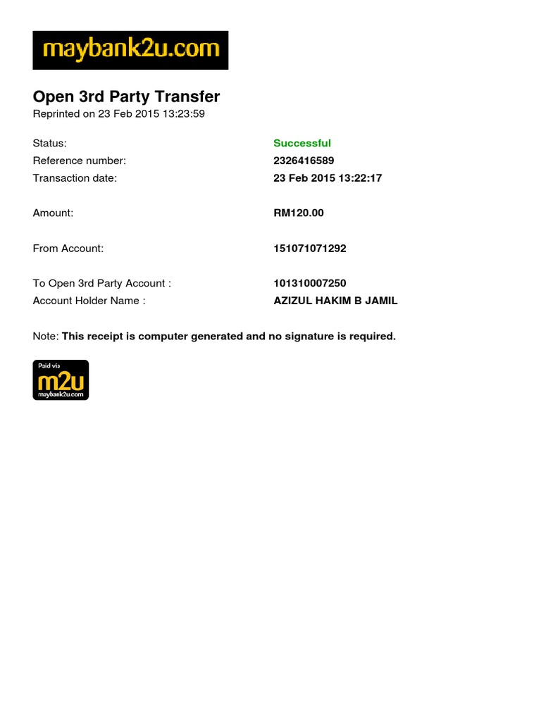 Open 3rd Party Transfer: Successful | PDF