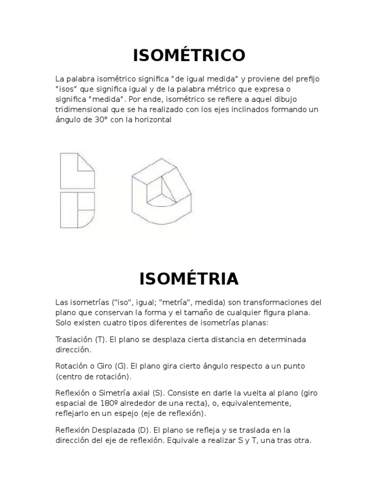 Isometrica Isometria y Proyeccion Isometrica | PDF | Rotación ...